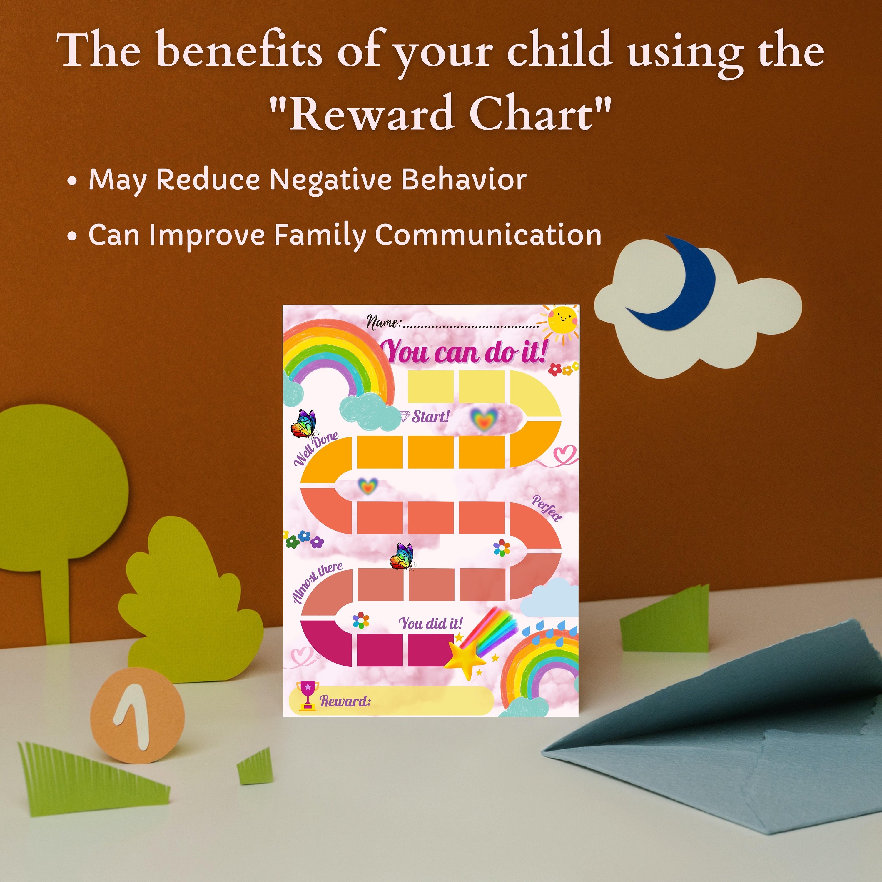 Rainbow Reward Chart for Kids, Positive Reinforcement for Girls ...
