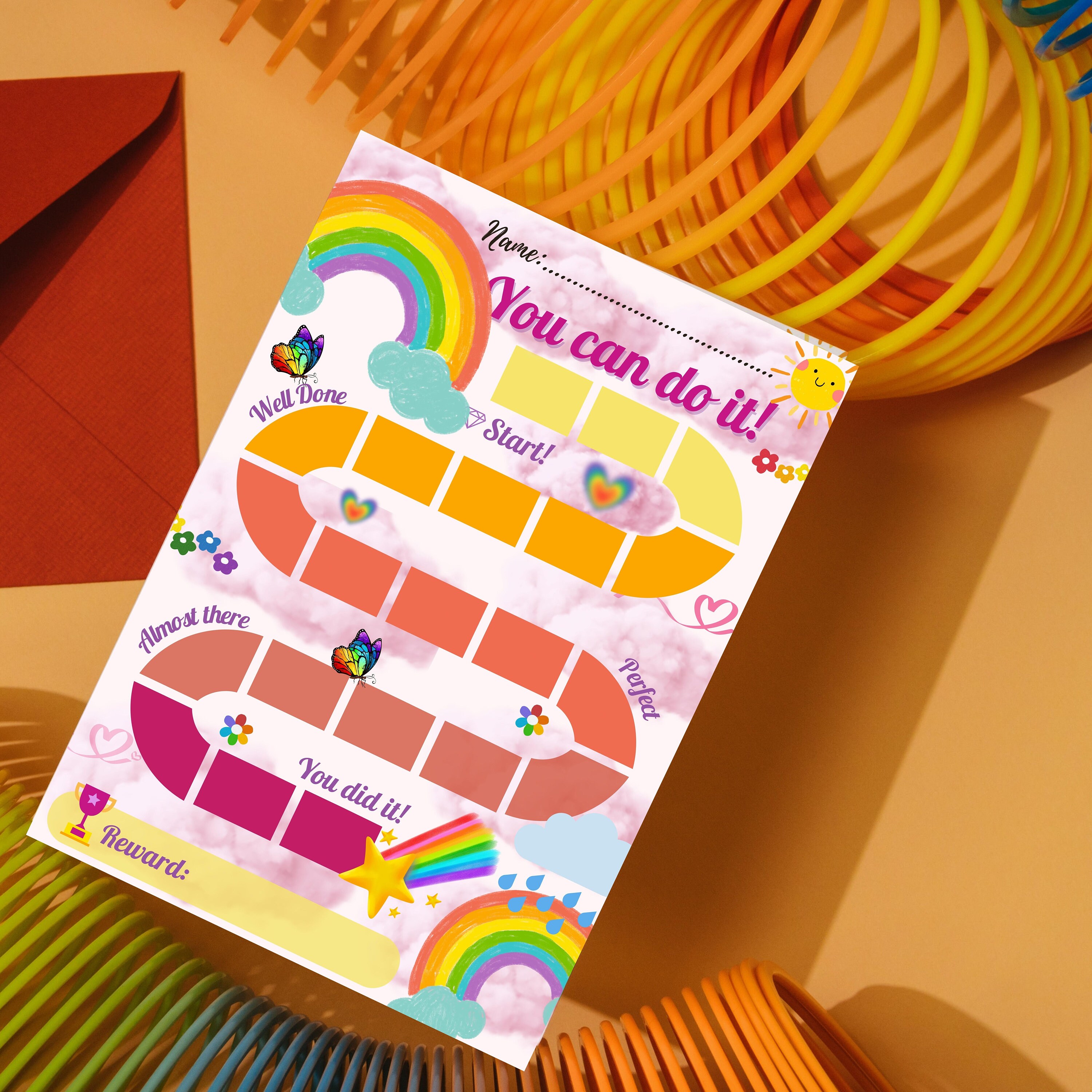 Rainbow Reward Chart for Kids, Positive Reinforcement for Girls ...