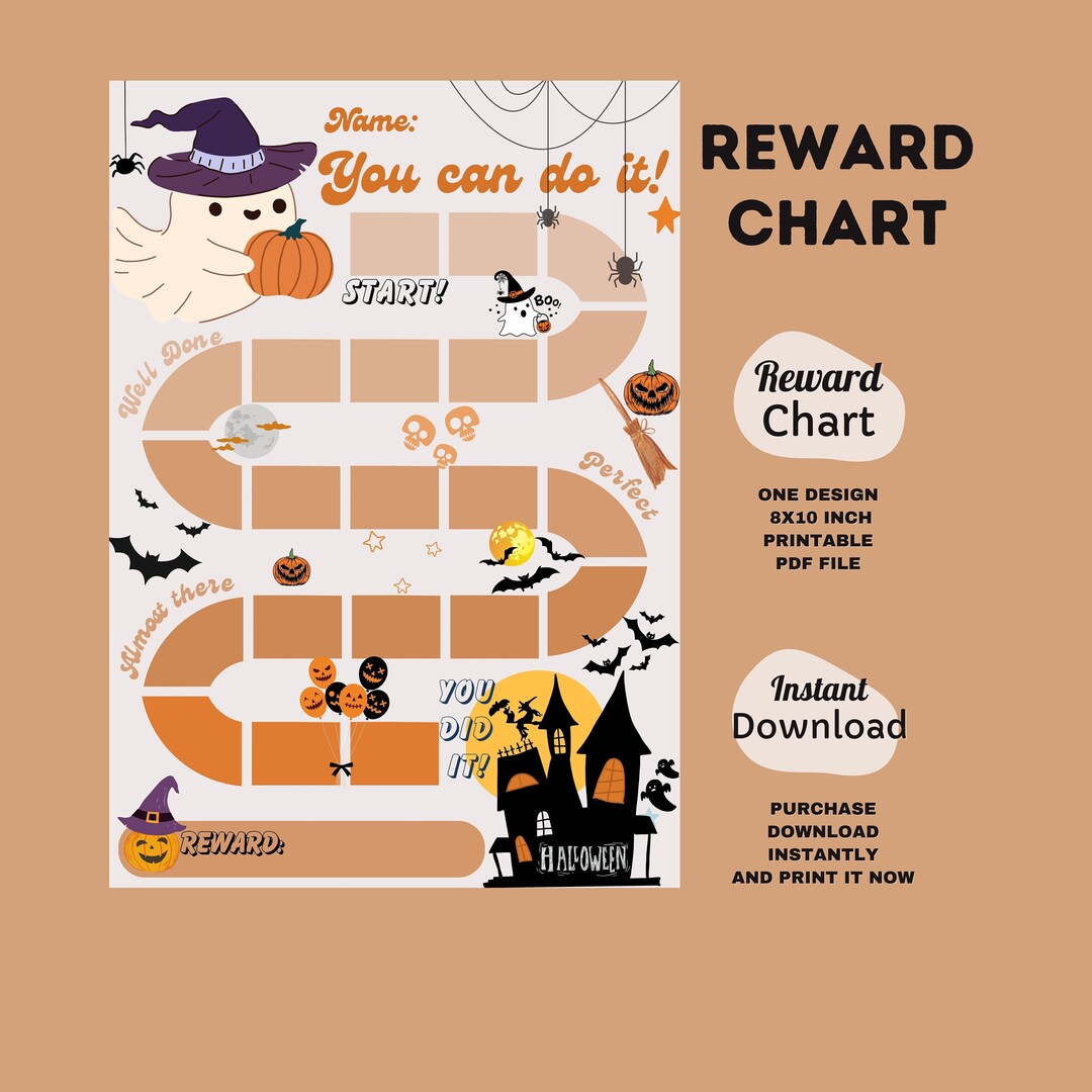 Halloween Reward Chart , Motivational Kids' Visual Incentive Board ...