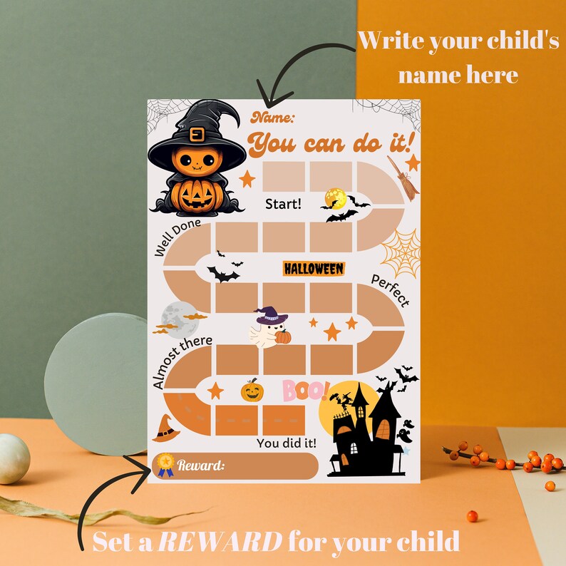 Halloween Reward Chart , Motivational Kids' Visual Incentive Board ...
