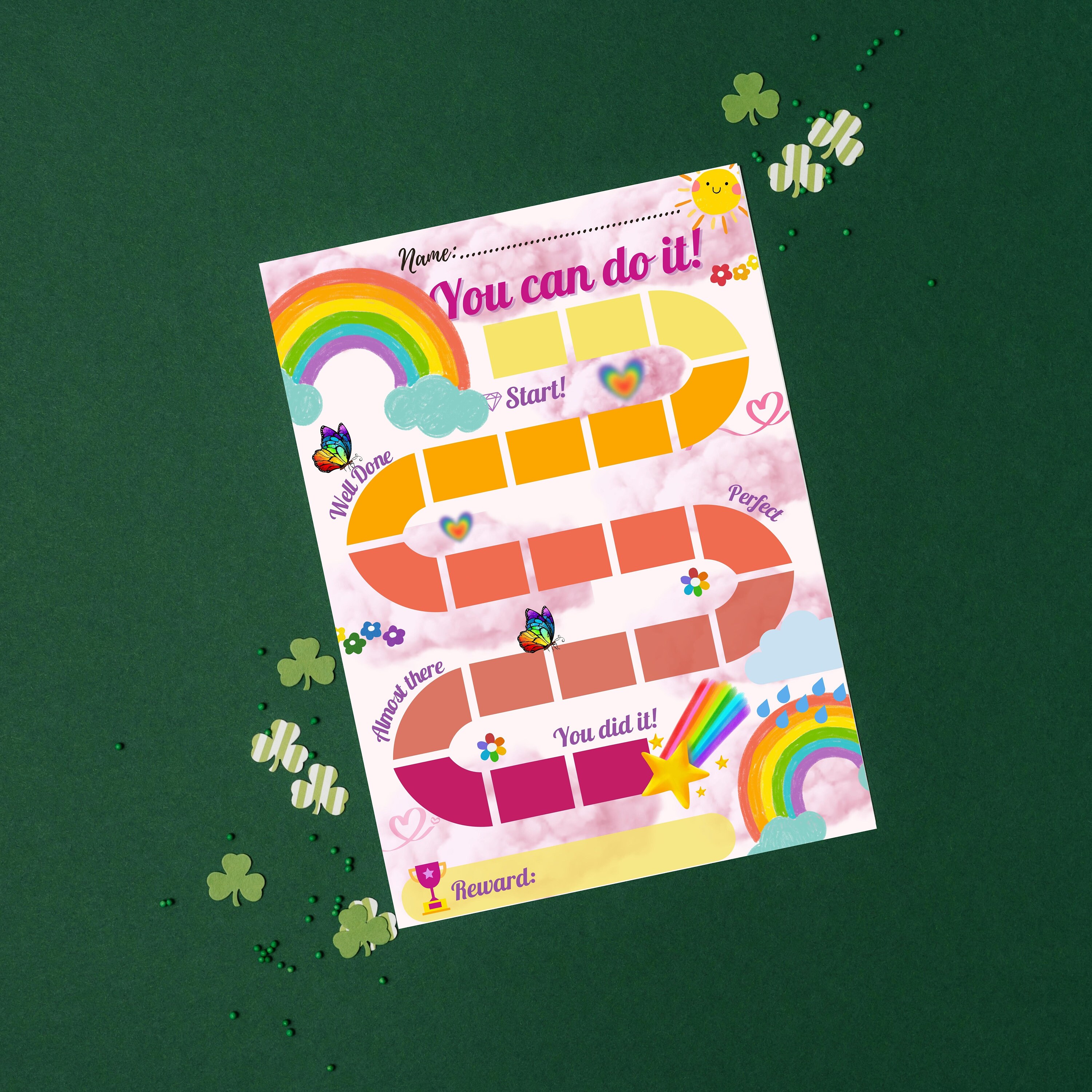 Rainbow Reward Chart for Kids, Positive Reinforcement for Girls ...