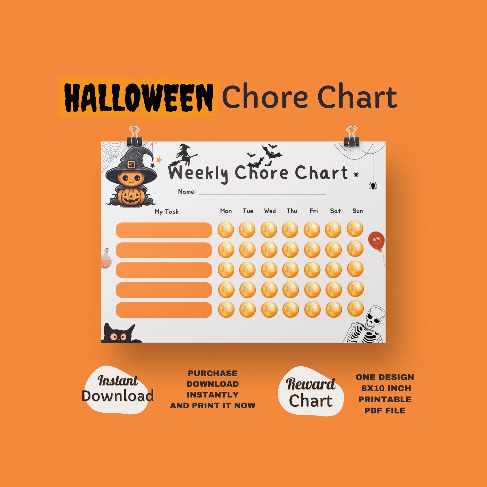 Halloween Chore Chart , Motivational Kids' Visual Incentive Board ...