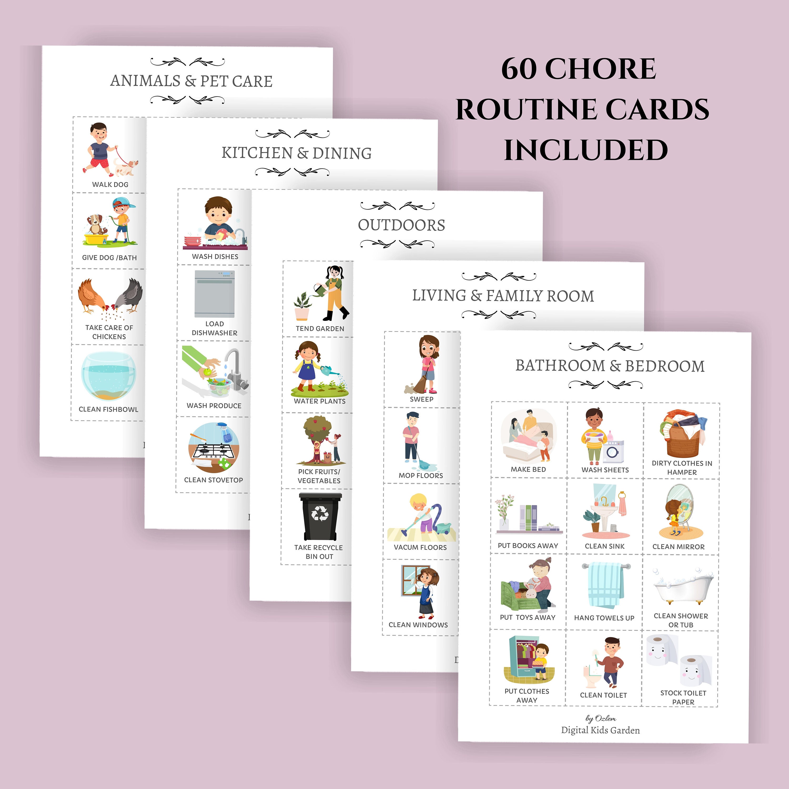 Editable Chore Cards & Chart, Toddler Daily Rhythm, Visual Chore Cards ...