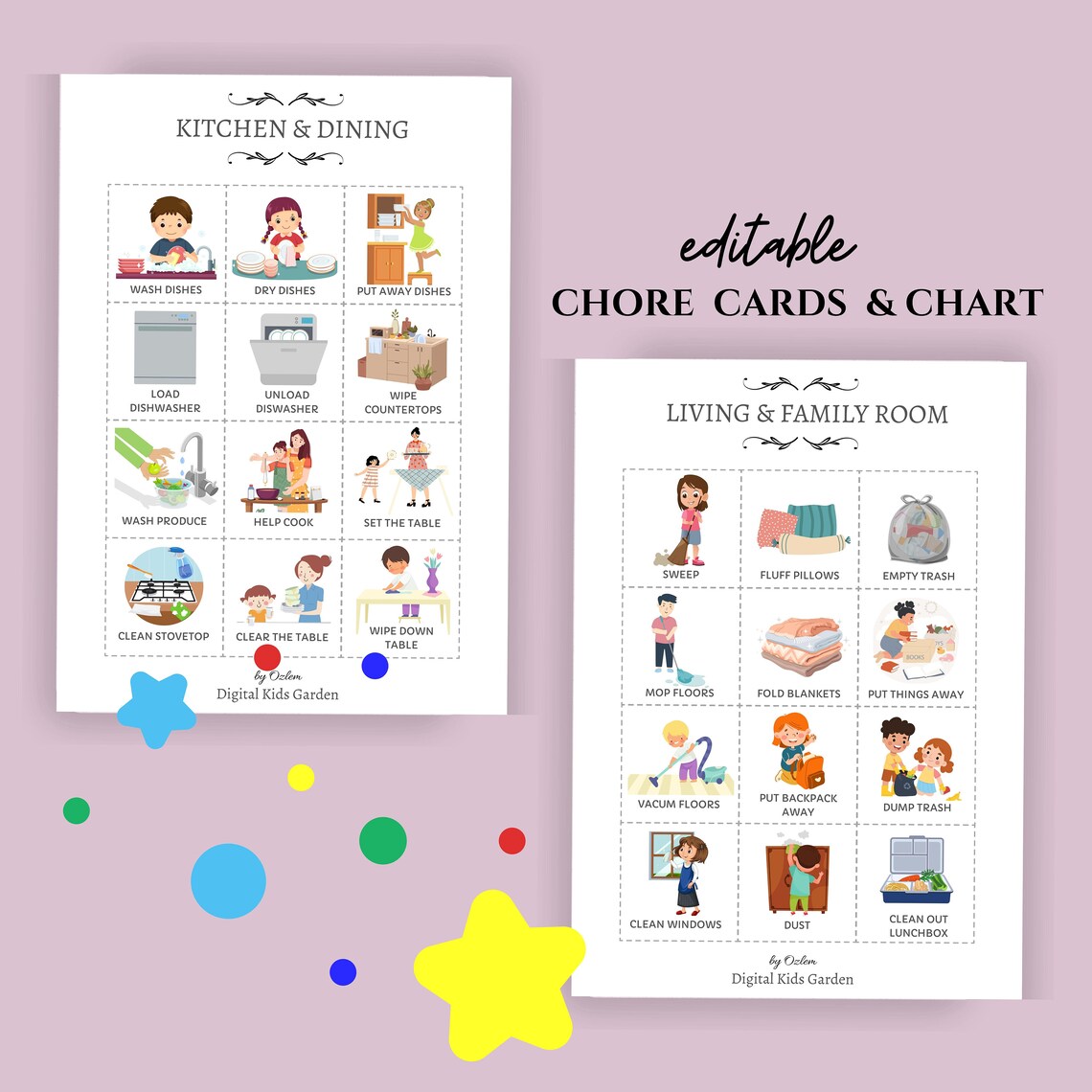 Editable Chore Cards & Chart, Toddler Daily Rhythm, Visual Chore Cards ...