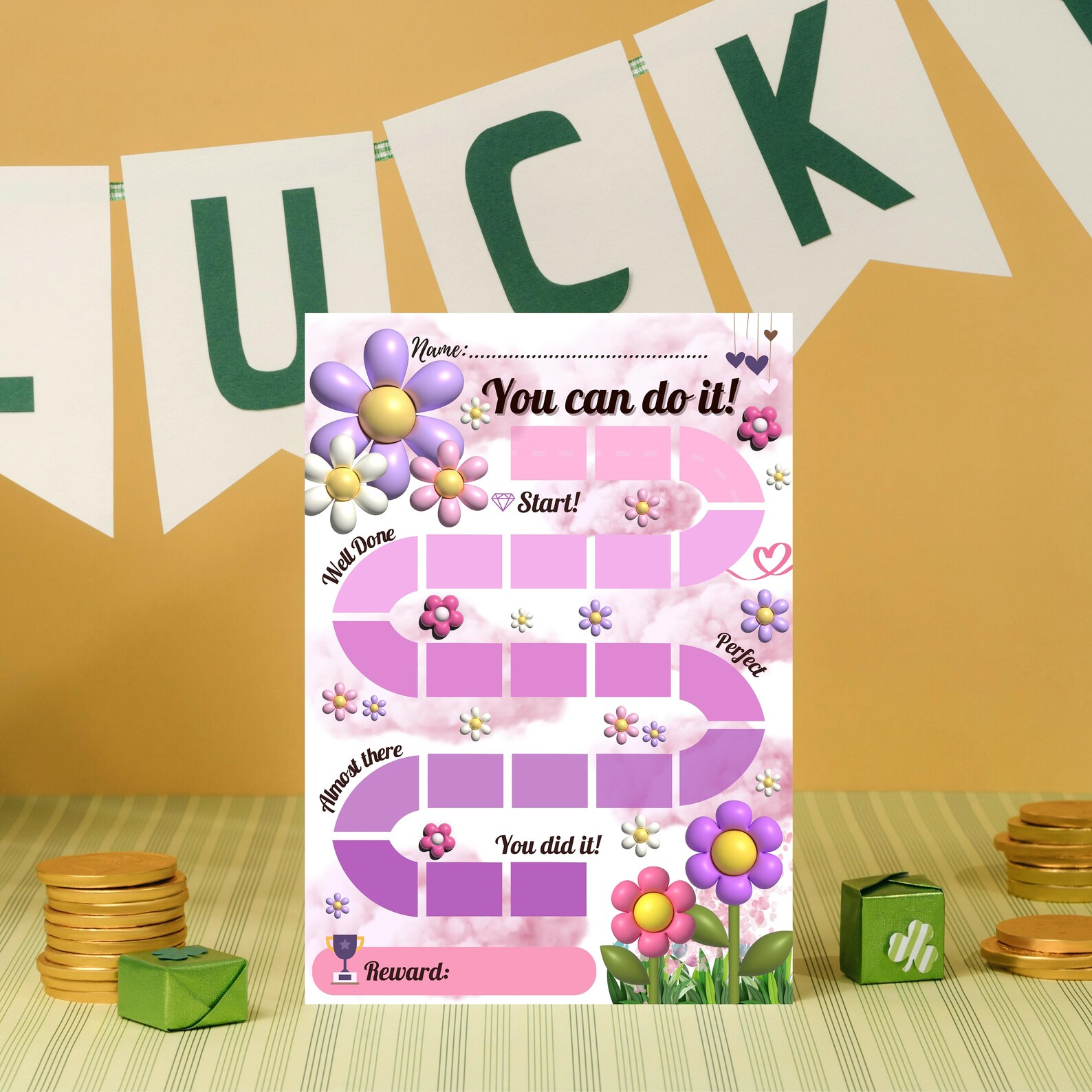 Flowers Reward Chart, Girl Reward Chart, Printable Chore Chart ...