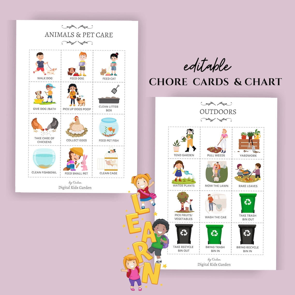 Editable Chore Cards & Chart, Toddler Daily Rhythm, Visual Chore Cards ...