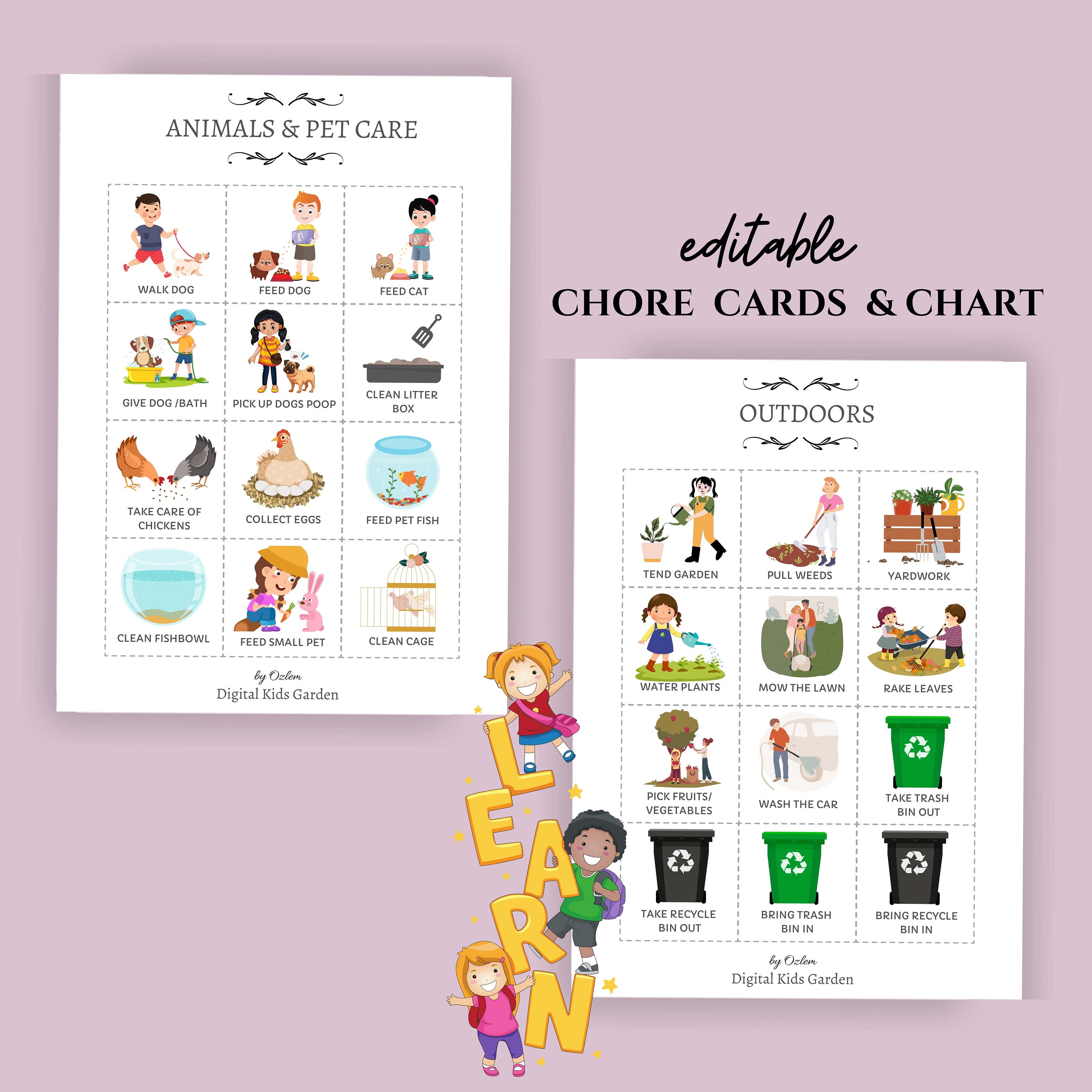 Editable Chore Cards & Chart, Toddler Daily Rhythm, Visual Chore Cards ...
