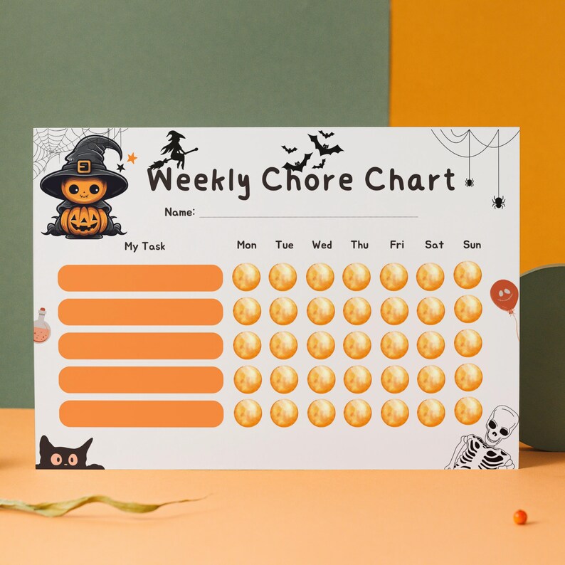 Halloween Chore Chart , Motivational Kids' Visual Incentive Board ...