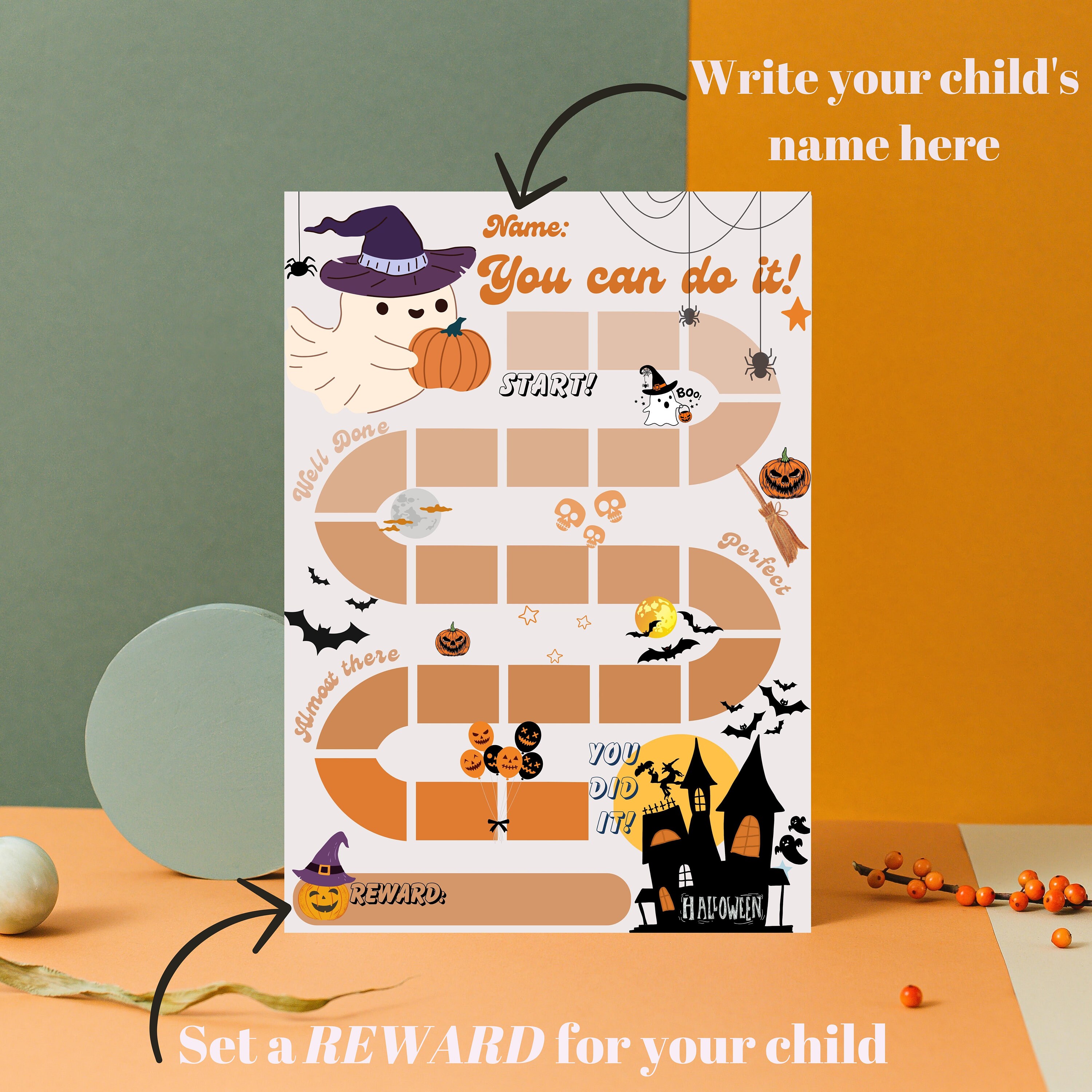 Halloween Reward Chart , Motivational Kids' Visual Incentive Board ...