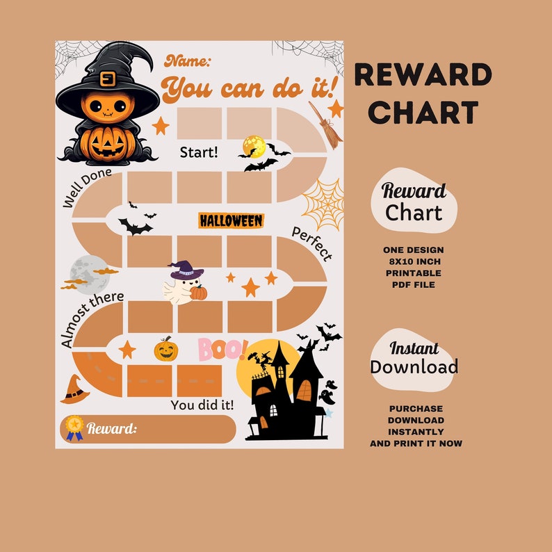 Halloween Reward Chart , Motivational Kids' Visual Incentive Board ...