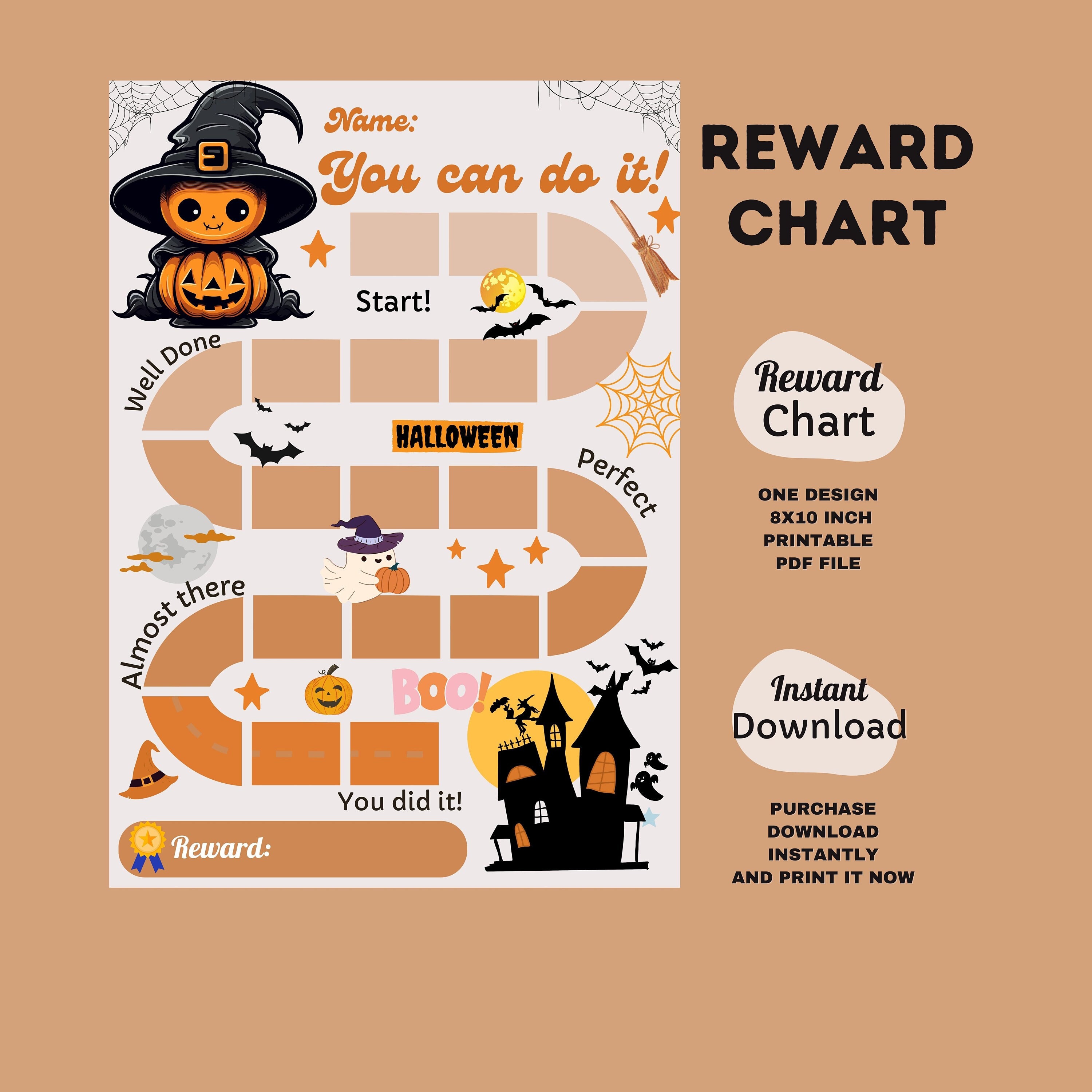 Halloween Reward Chart , Motivational Kids' Visual Incentive Board ...