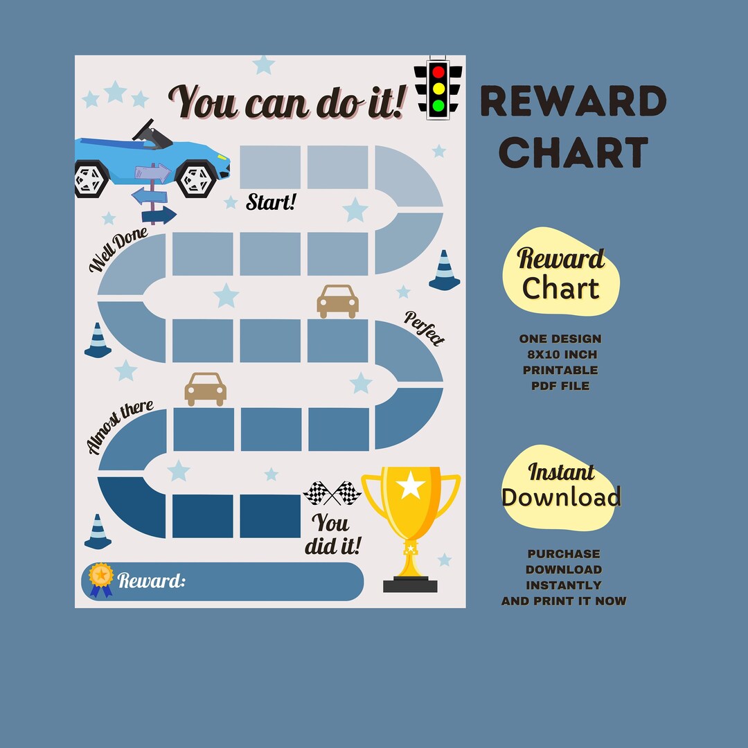 Car Reward Chart, Chore Chart for Boys , Motivation, Task Tracking, Fun ...