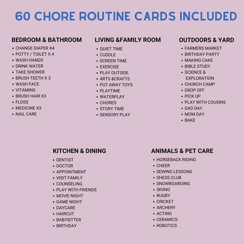 Editable Chore Cards & Chart, Toddler Daily Rhythm, Visual Chore Cards ...