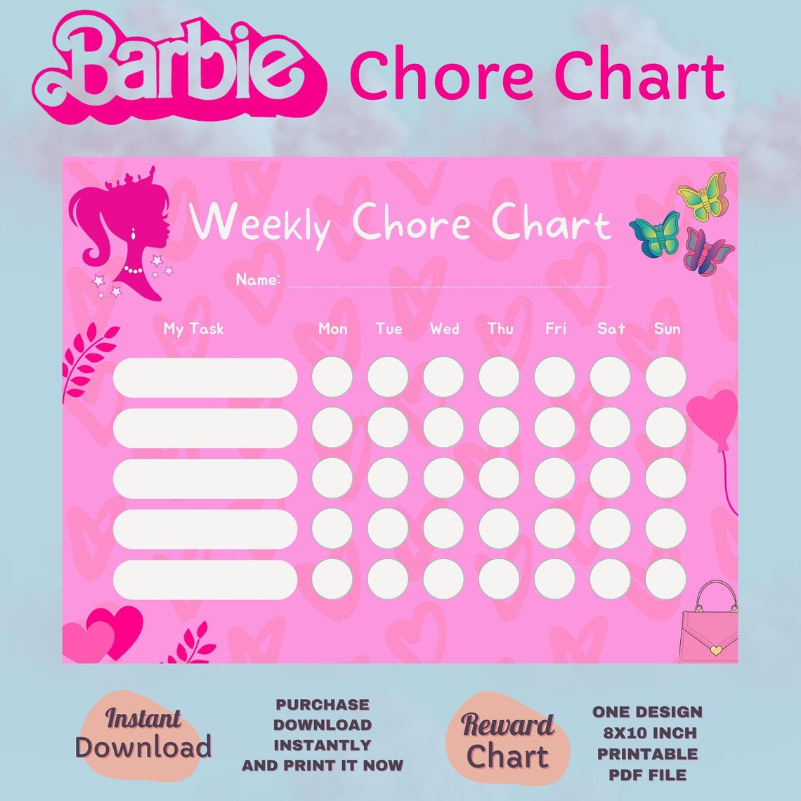 Barbie Princess Themed Educational Reward Chart - Motivational Tool for ...
