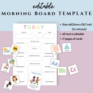 Kids Activity Sheet, Editable Morning Board Cards & Circle Time Chart ...