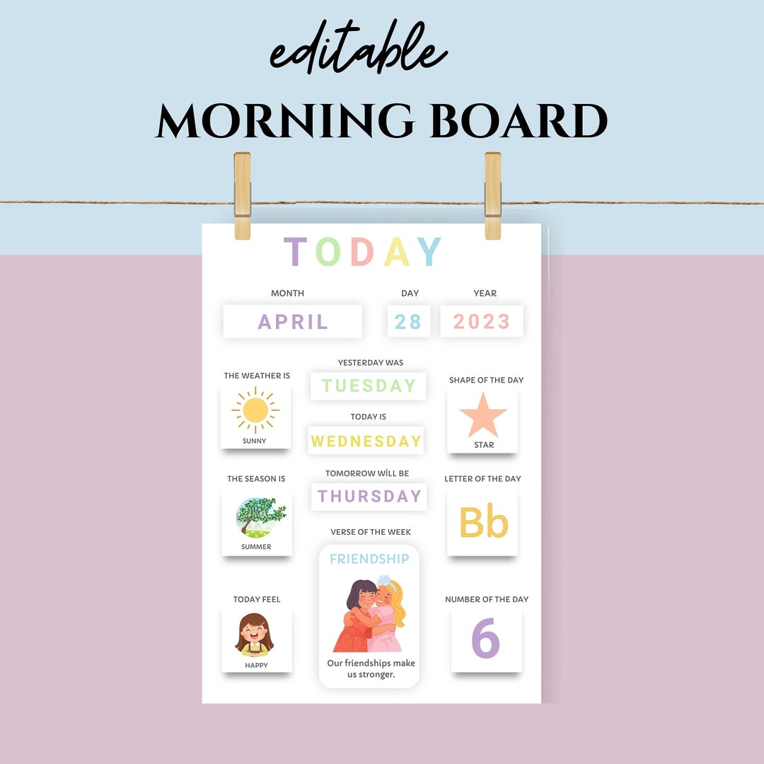 Kids Activity Sheet, Editable Morning Board Cards & Circle Time Chart ...