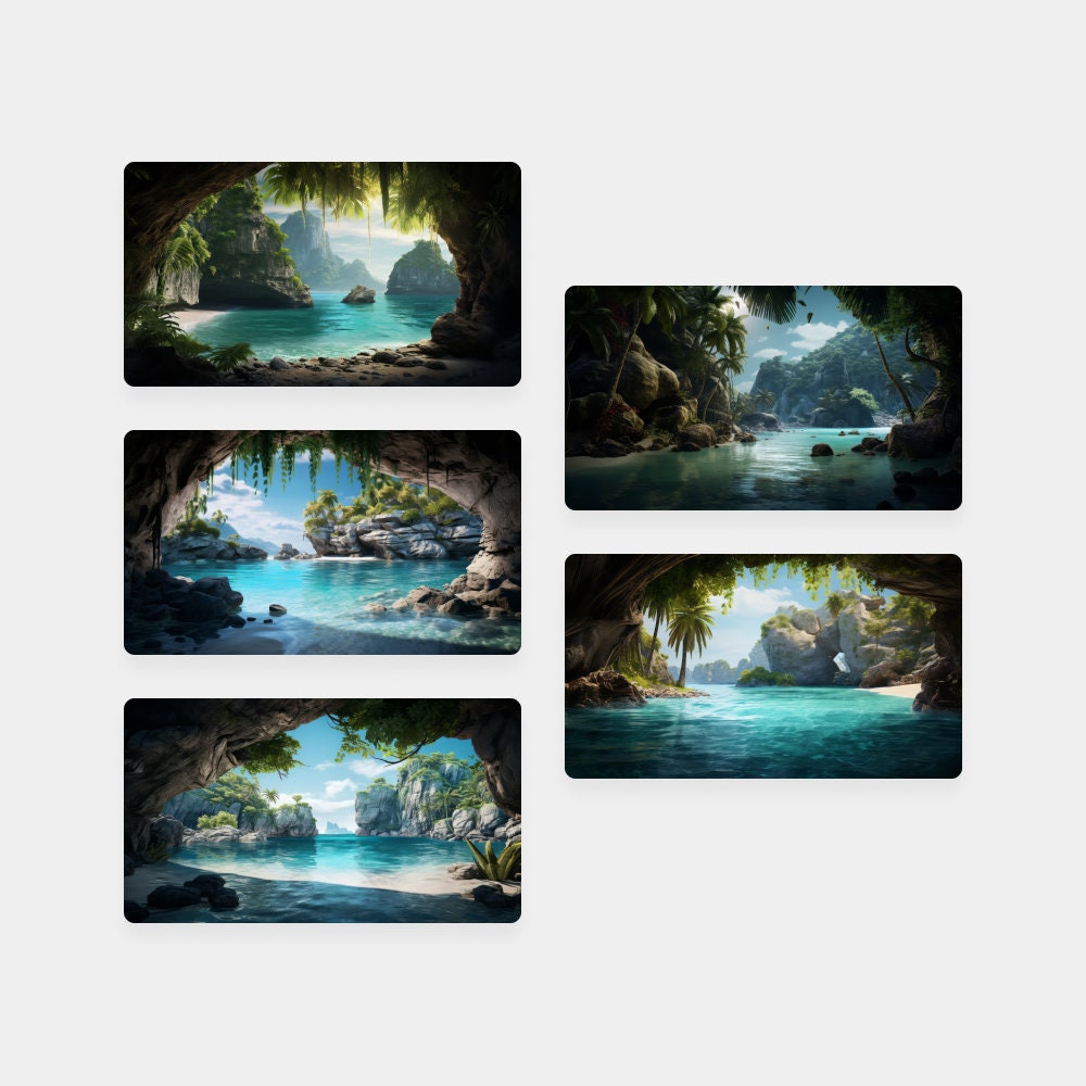 10 Secret Beach Wallpapers, Digital Backdrops, Island, Cove, Streamer ...