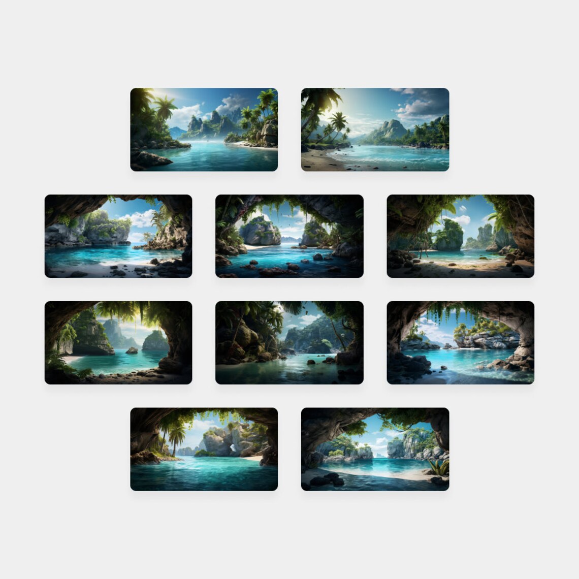 10 Secret Beach Wallpapers, Digital Backdrops, Island, Cove, Streamer ...