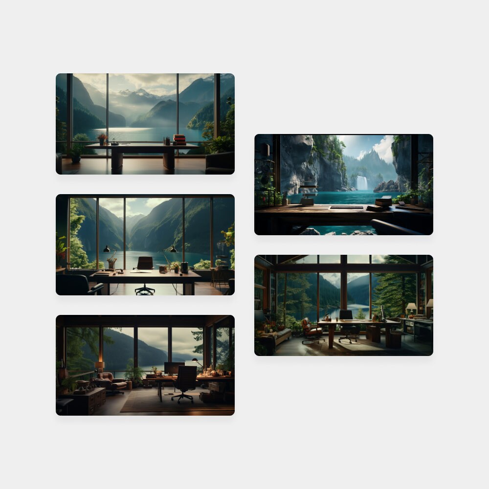 10 Lake Office Wallpapers Digital Backdrops Streamer - Etsy