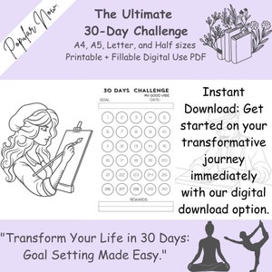 30 Day Challenge Template Popular Now, Goal Setting, Progress Tracker ...