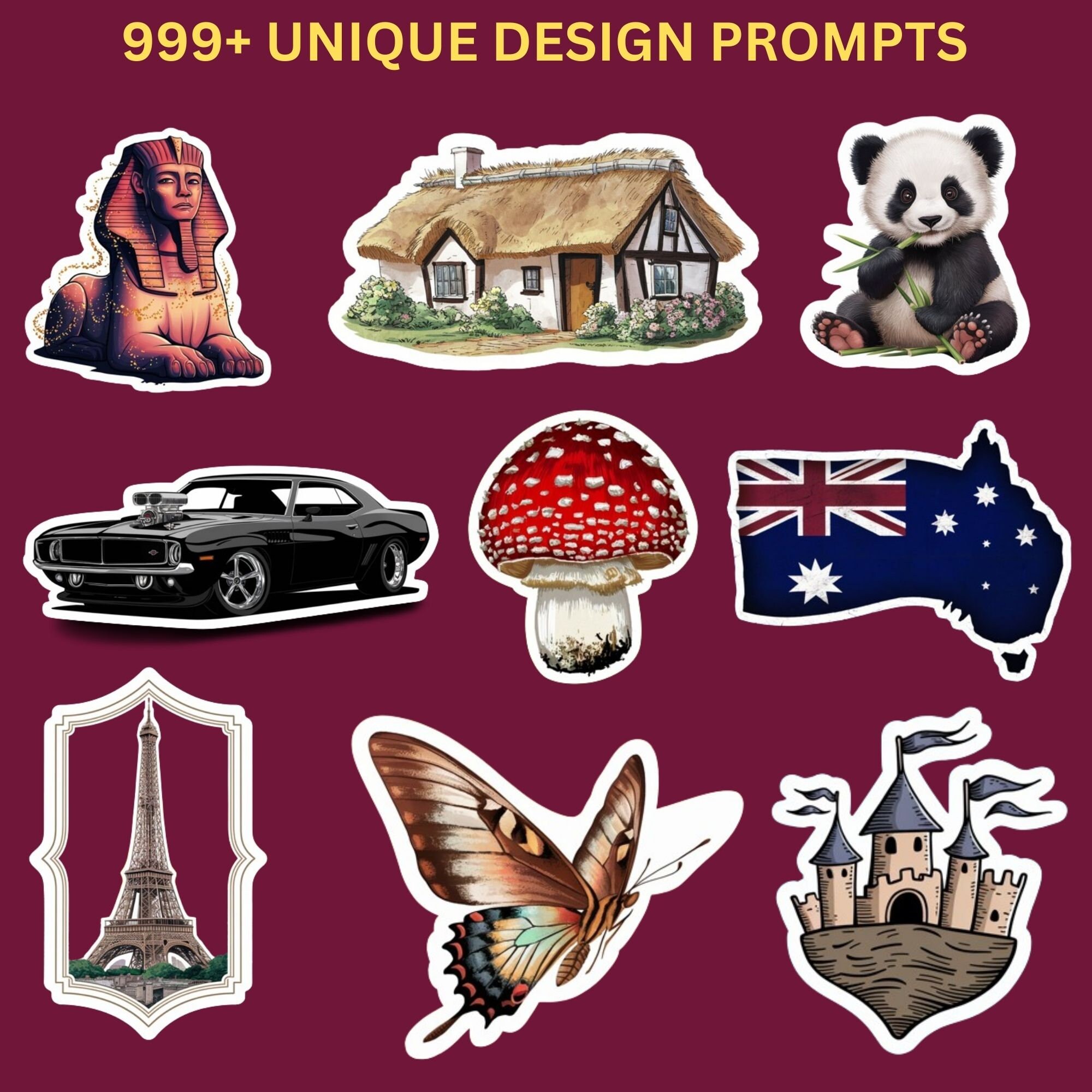 999 Ideogram Prompts Stickers Collection Popular Now Words Conceptual ...