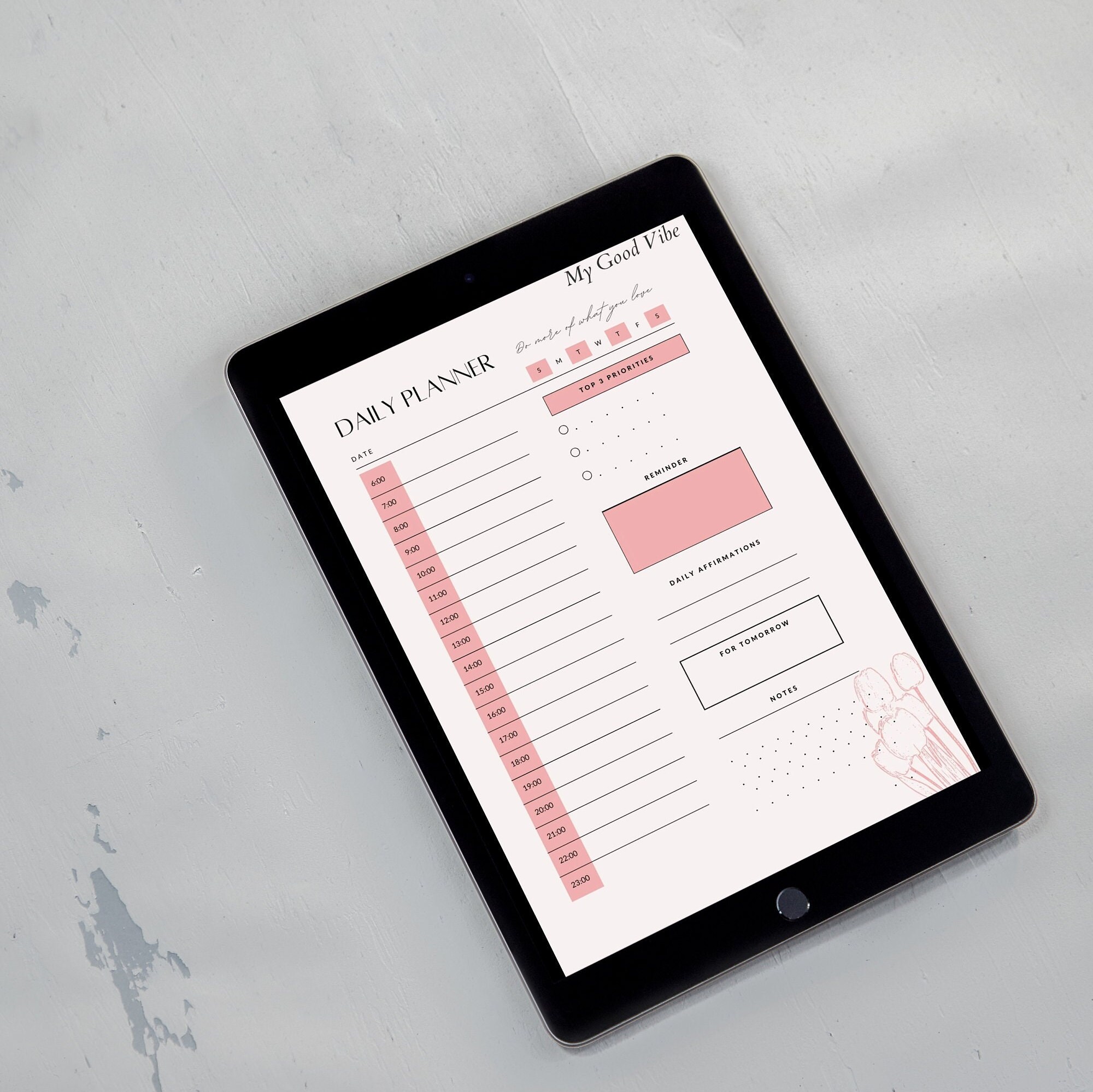 Daily Planner & Self Care Printable, Digital , 24 Hour Planner, Daily ...