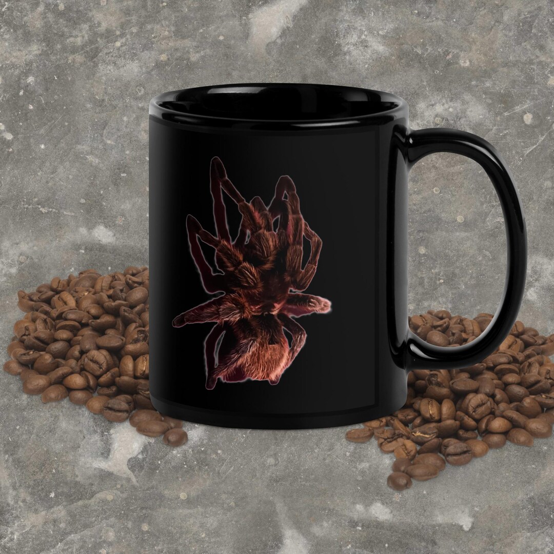 Black Glossy Mug, Spider, Porcelain Drinkware, Tea and Coffee Mug, - Etsy