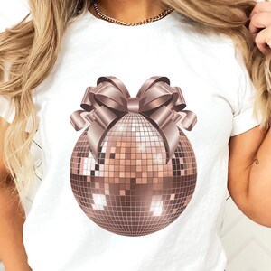 2025 New Year Disco Ball Png, Coquette Bow Disco Ball Png, Glitter Faux ...