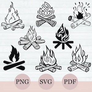 Log Fire Campfire SVG Bundle, Camp Fire Svg, Clipart Camp Fire, Fire ...