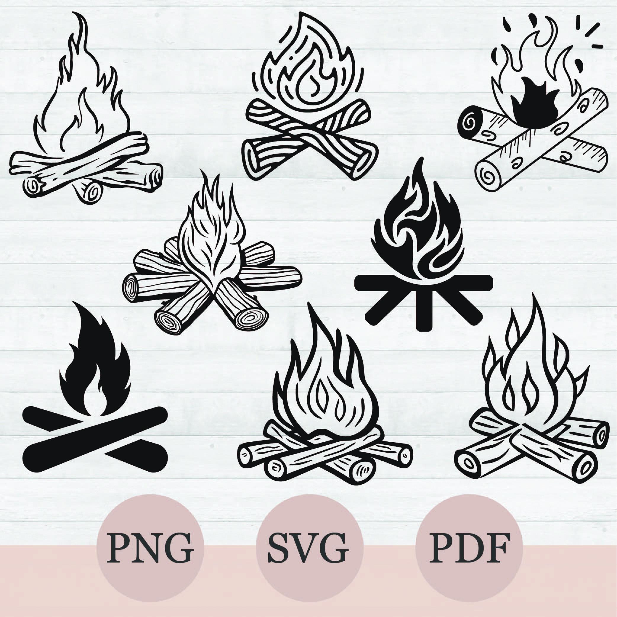 Log Fire Campfire SVG Bundle, Camp Fire Svg, Clipart Camp Fire, Fire ...