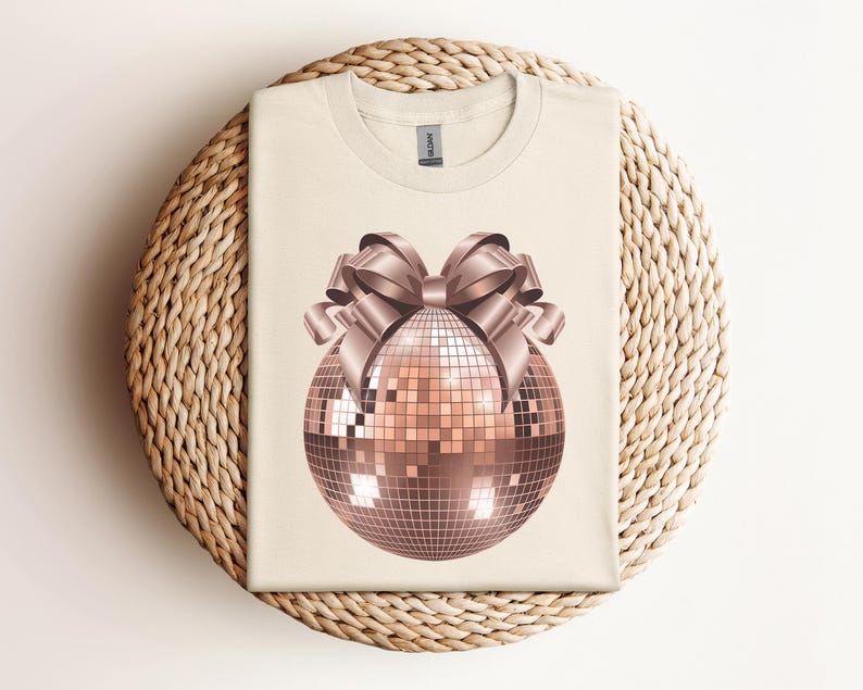 2025 New Year Disco Ball Png, Coquette Bow Disco Ball Png, Glitter Faux ...
