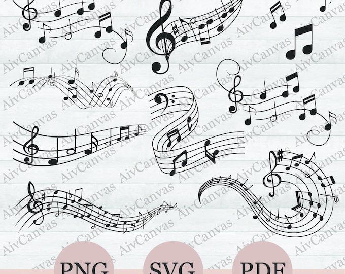 Musical Notes Svg Bundle, Music Clipart, Music Svg, Music Notes Icons ...