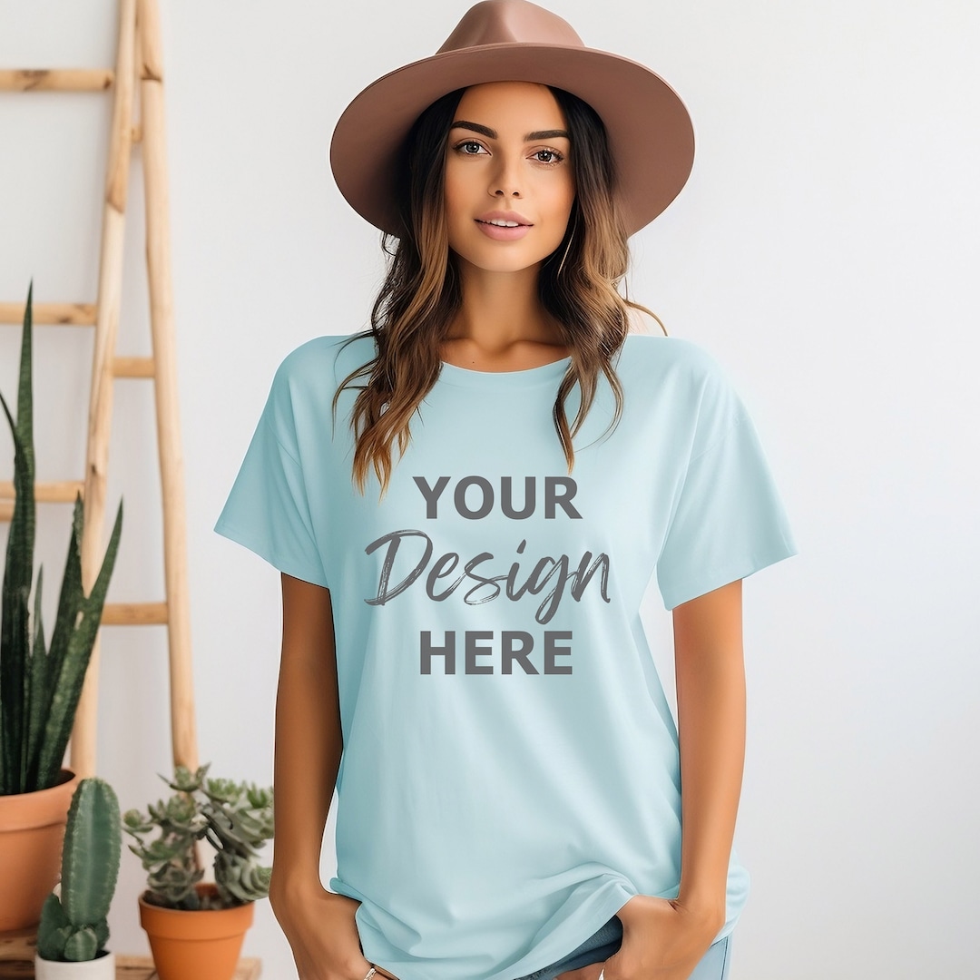 Light Blue Bella Canvas 3001 Mockup, Bella Canvas Mockup, Light Blue T ...