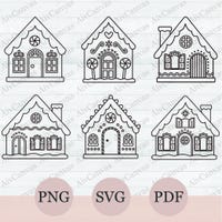 Christmas Svg Files, 6 Gingerbread House Cutting Files, Gingerbread Cut ...