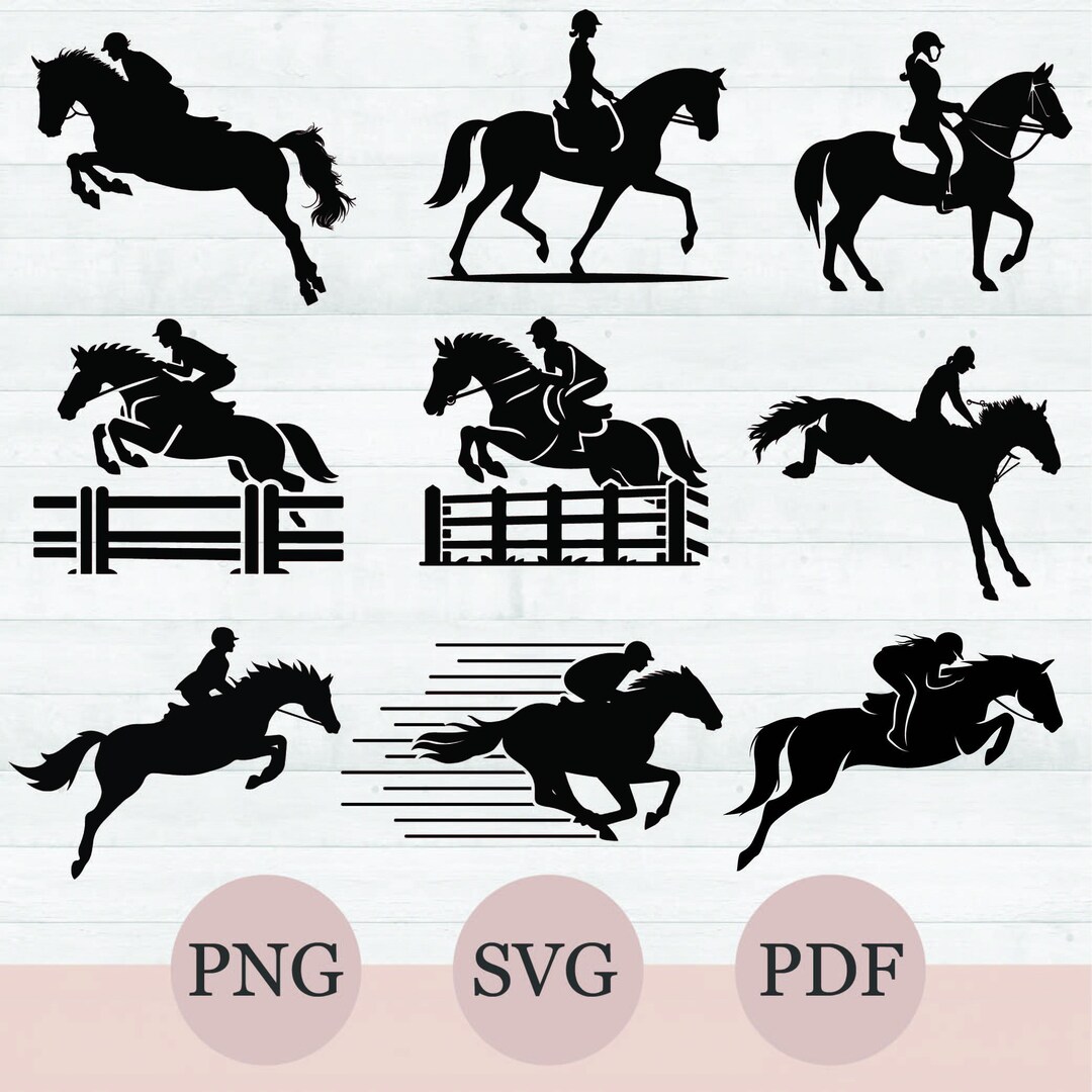 Equestrian SVG Bundle, Horse Riding Svg, Jumping Horse Svg, 9 Show ...