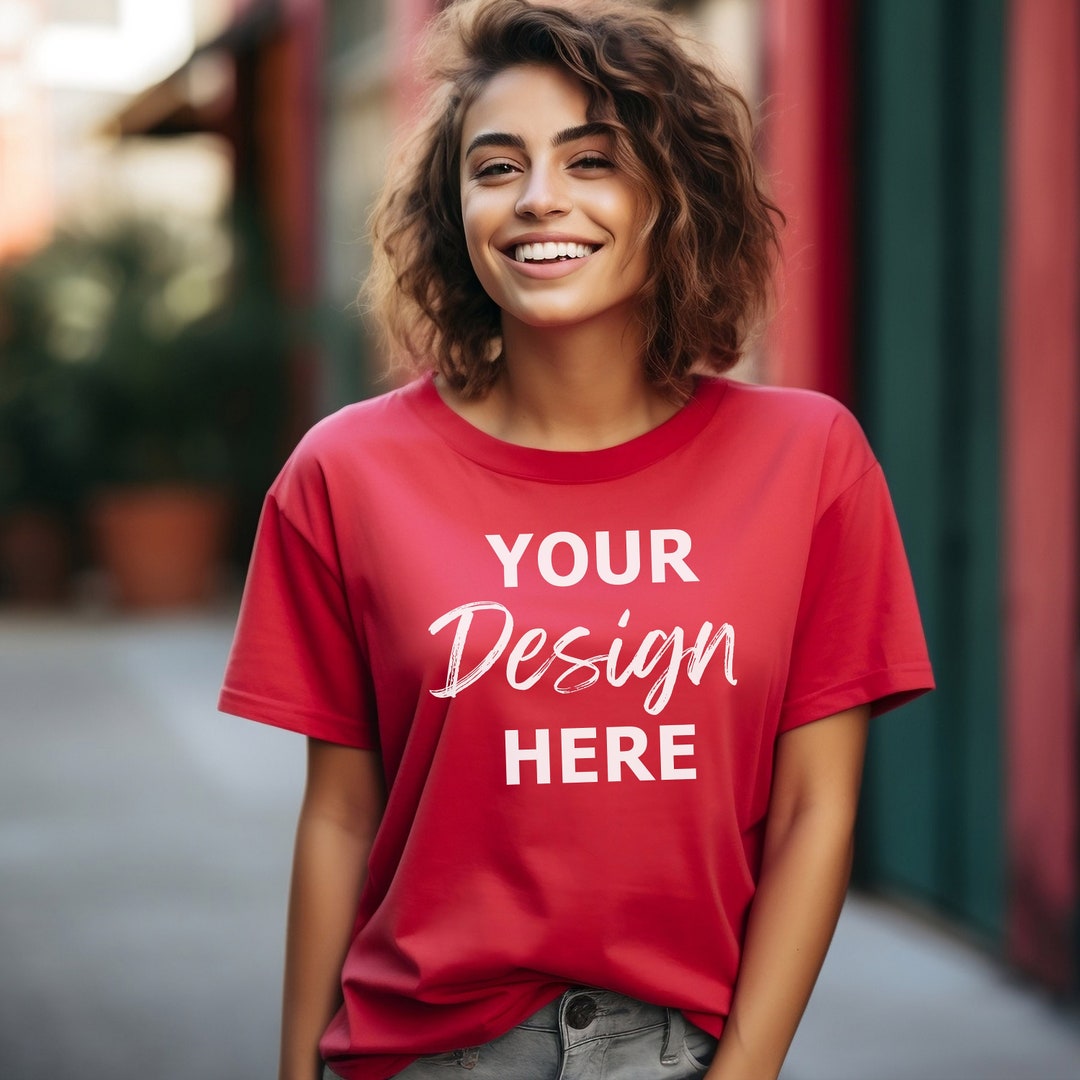 Red Bella Canvas 3001 Mockup, Bella Canvas Mockup, Red T-shirt Mockup ...
