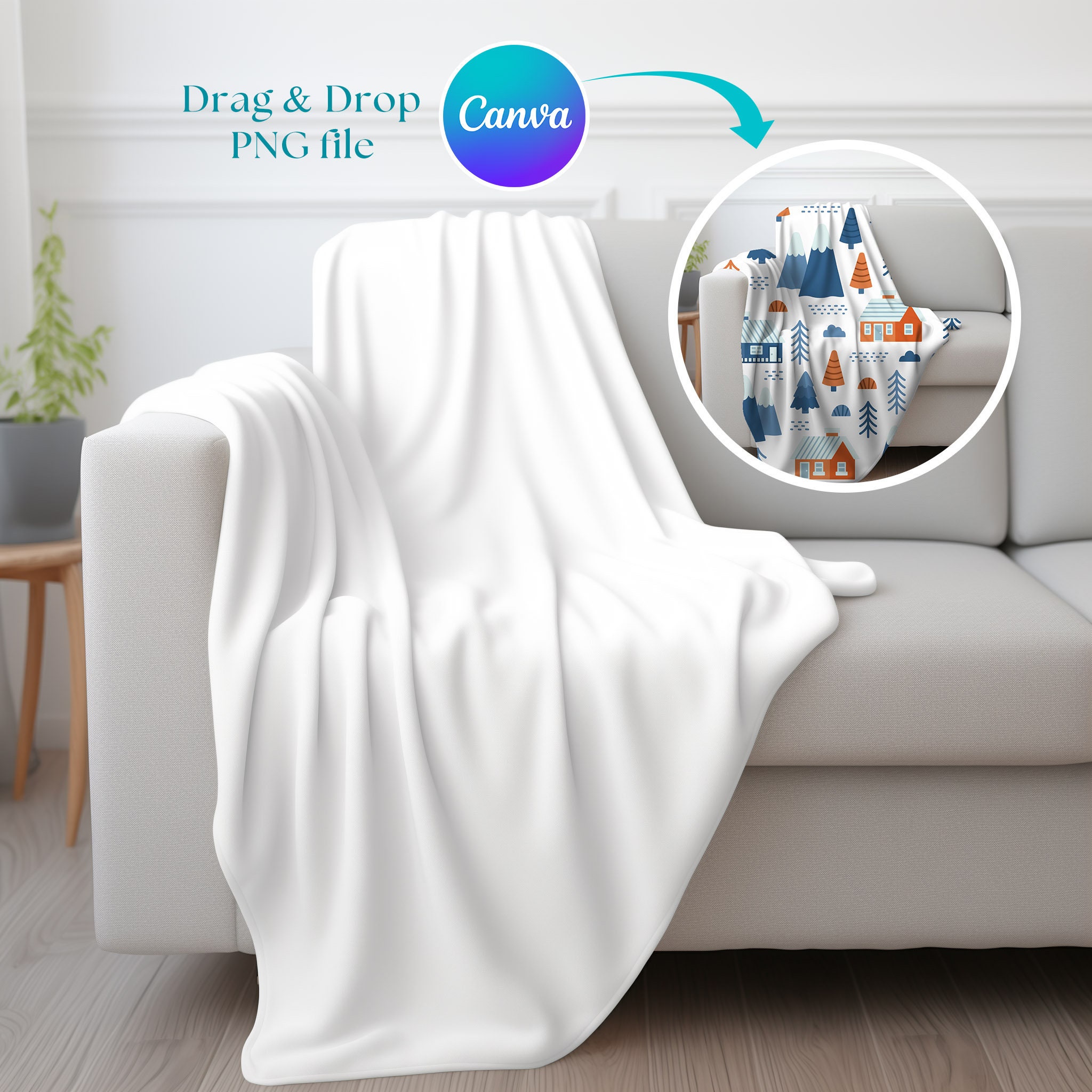 Velveteen Blanket Mockup, Throw Blanket Mockup, Canva Drag & Drop ...