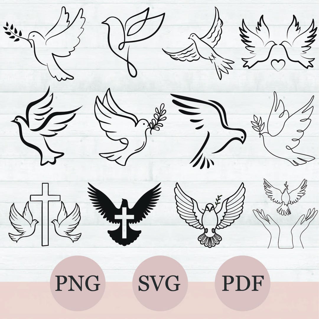 Dove SVG Bundle, 12 Pigeon SVG Cut Files, Dove Vector, Flying Bird Png ...