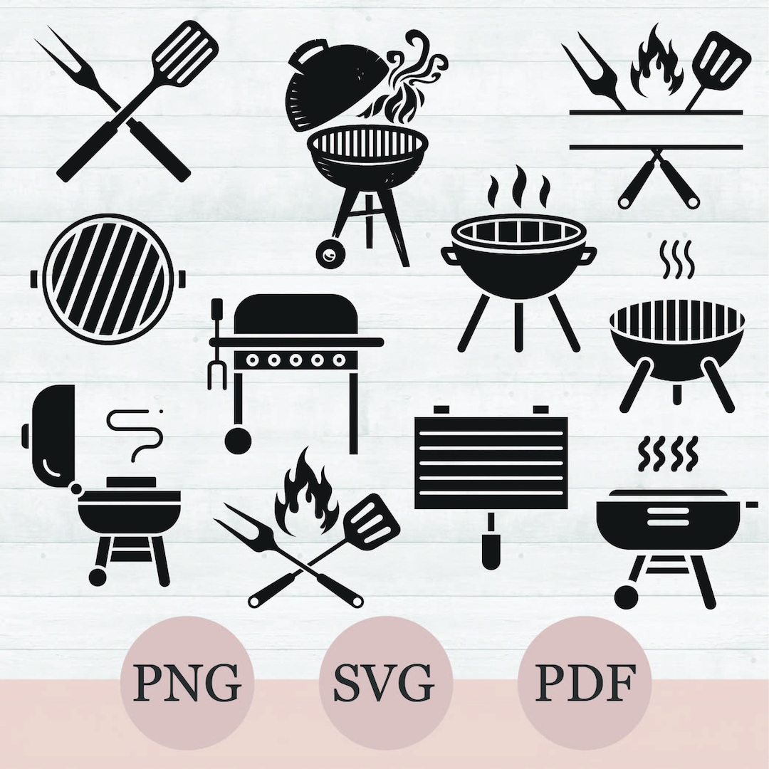 Grilling SVG Bundle, BBQ Grill Svg, Barbeque Clipart, Grill Outline Svg ...