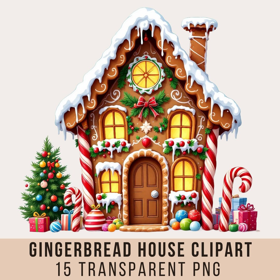 Gingerbread House PNG Bundle, 15 Gingerbread House Clipart, Christmas ...
