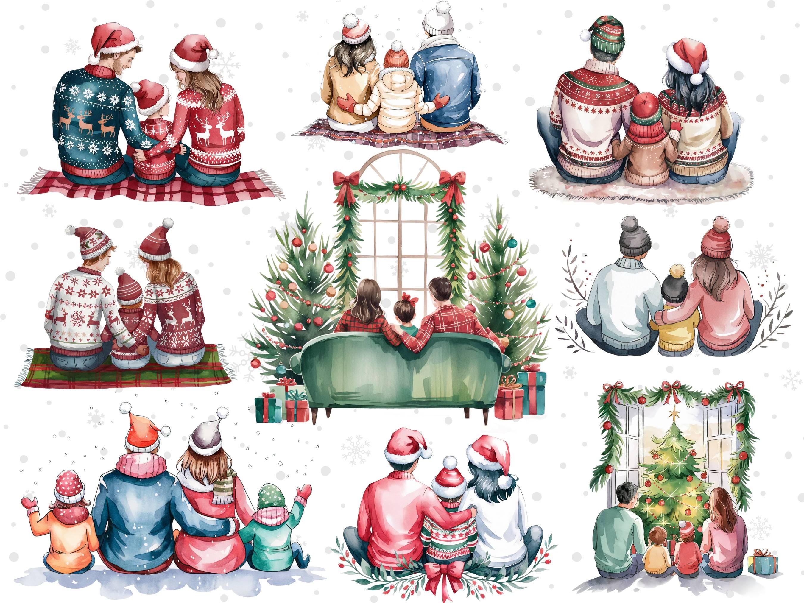 Christmas Family Clipart Bundle, 16 Parents and Kids Png, Family ...