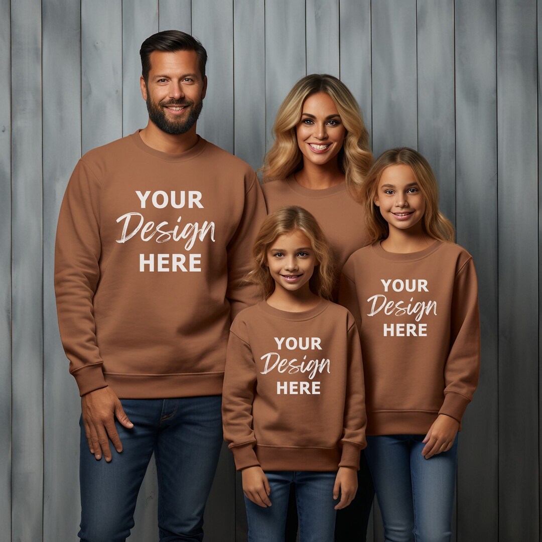Gildan 18000 Mockup Family Brown, Family Mockup Navy Sweatshirt ...