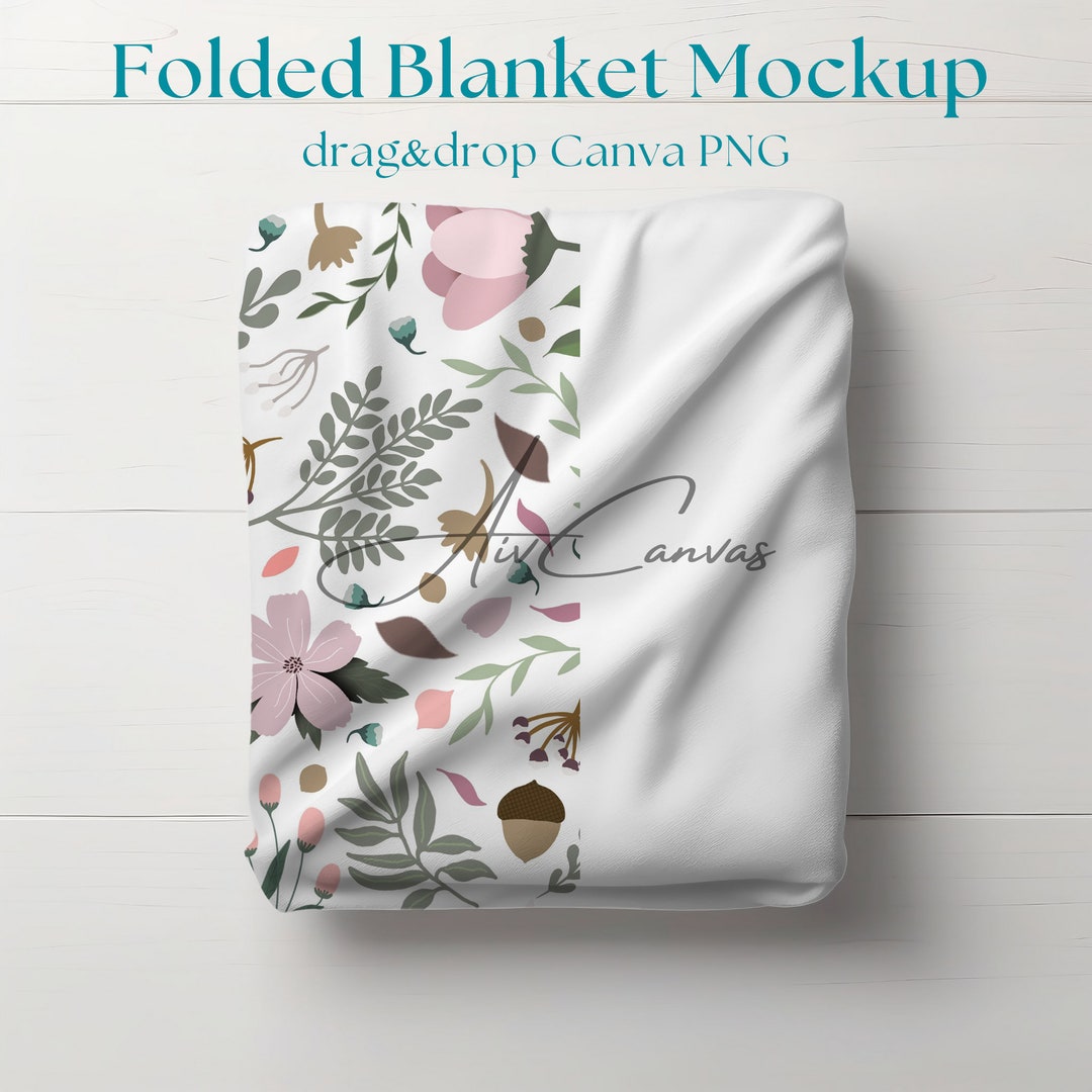 Folded Blanket Mockup, Velveteen Blanket Mockup, Flat Lay Blanket ...