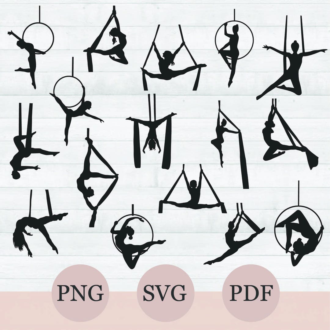 Aerialist SVG Bundle, Aerial Acrobat Svg, Aerial Hoop Ring Svg, Aerial ...