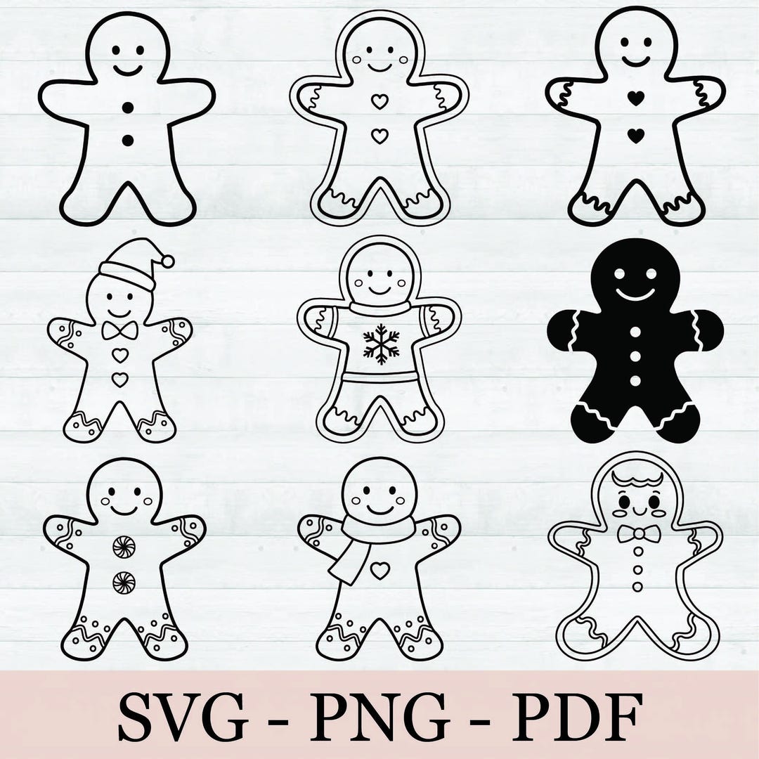 Gingerbread Man SVG Bundle, 9 Gingerbread Svg, Png, Pdf Files ...