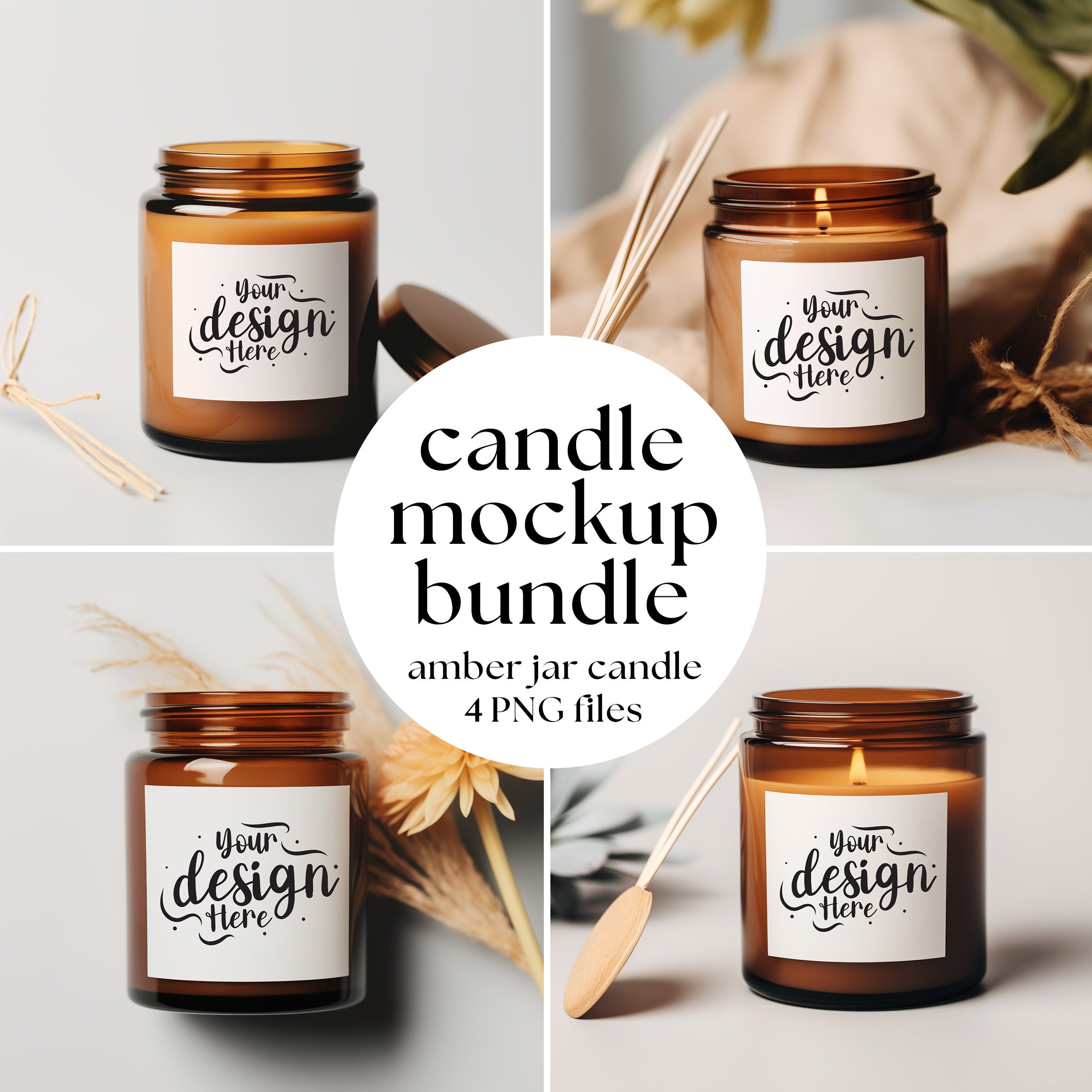 Amber Candle Mockup Bundle, Soy Candle Mockup, Jar Candle Mockup ...