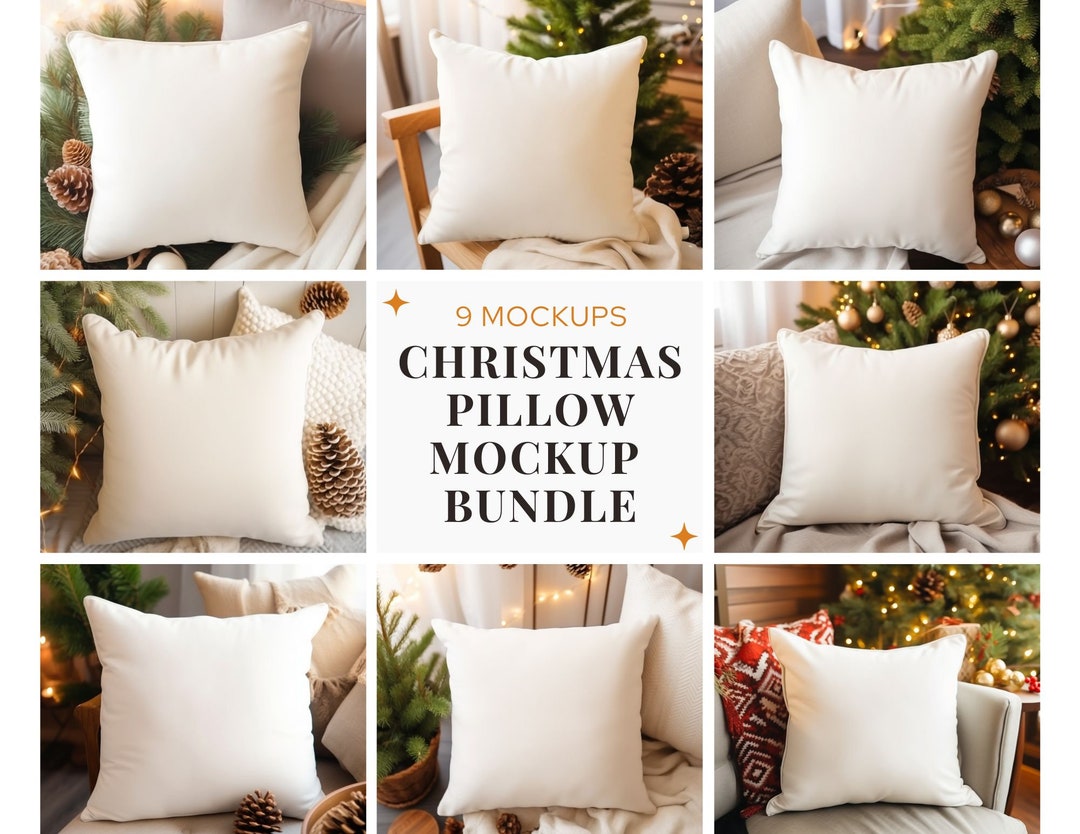 Christmas Throw Pillow Mockup Bundle, Printify Square Pillow Mockup ...