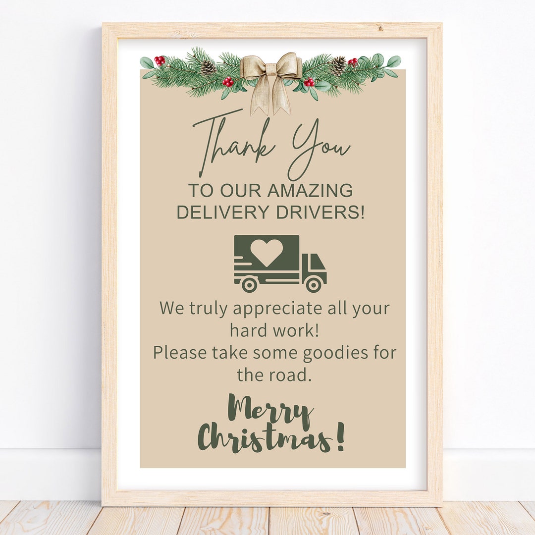Delivery Driver Thank You Sign, Take A Treat Sign, Christmas Delivery ...