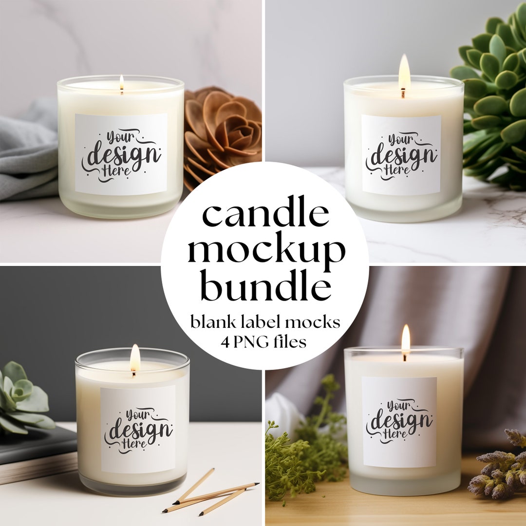 Blank Label Candle Mockup Bundle, Christmas Candle Mockup, Jar Candle ...