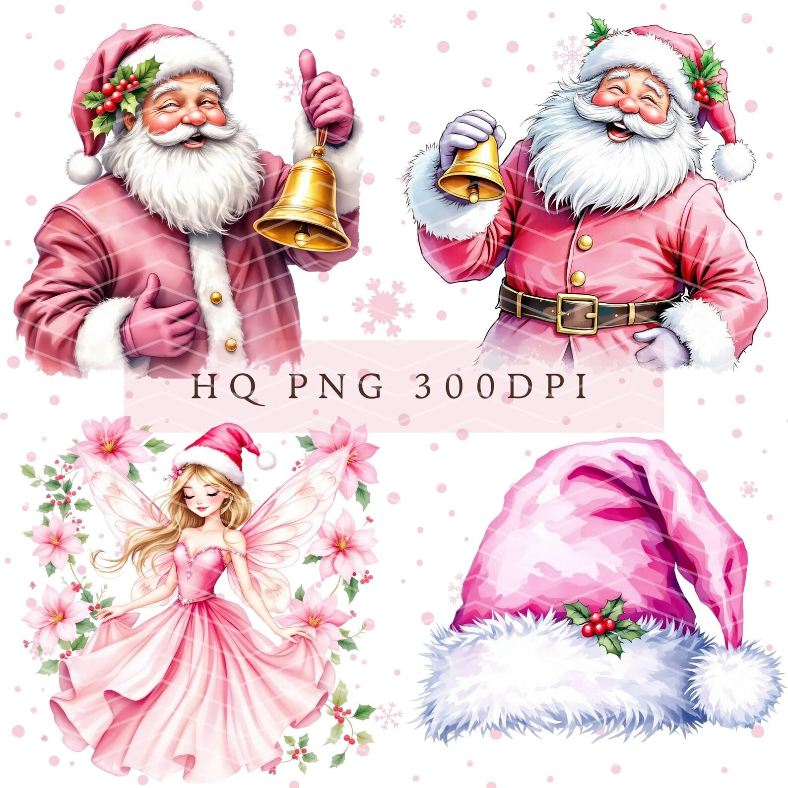 Pink Christmas Clipart Bundle, Pink Christmas Png for Sublimation, Pink ...